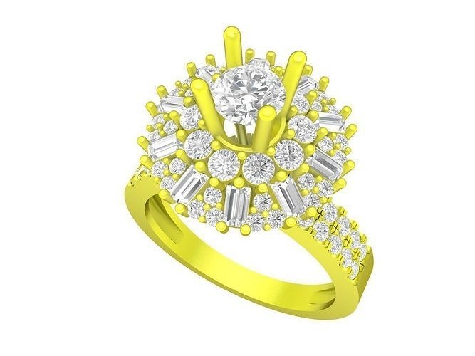 7298 new style baguette diamond engagement women ring 3D model 3D ...