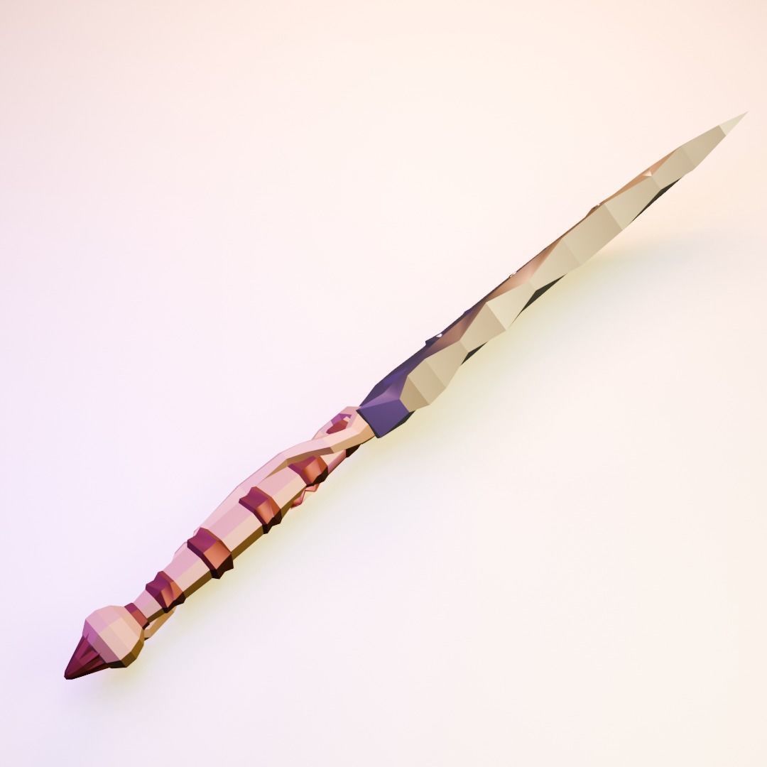 Sylvan Shards Lowpoly Elven Dagger free 3D model | CGTrader