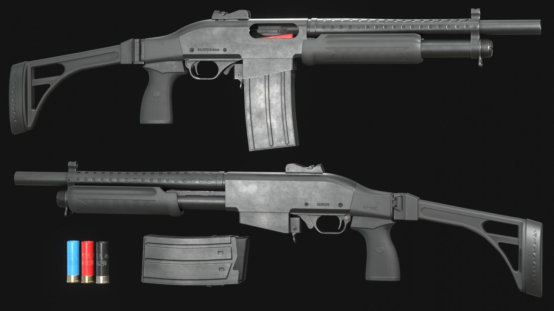 3D model Hawk Type 97-2 Anti-Riot Shotgun VR / AR / low-poly | CGTrader