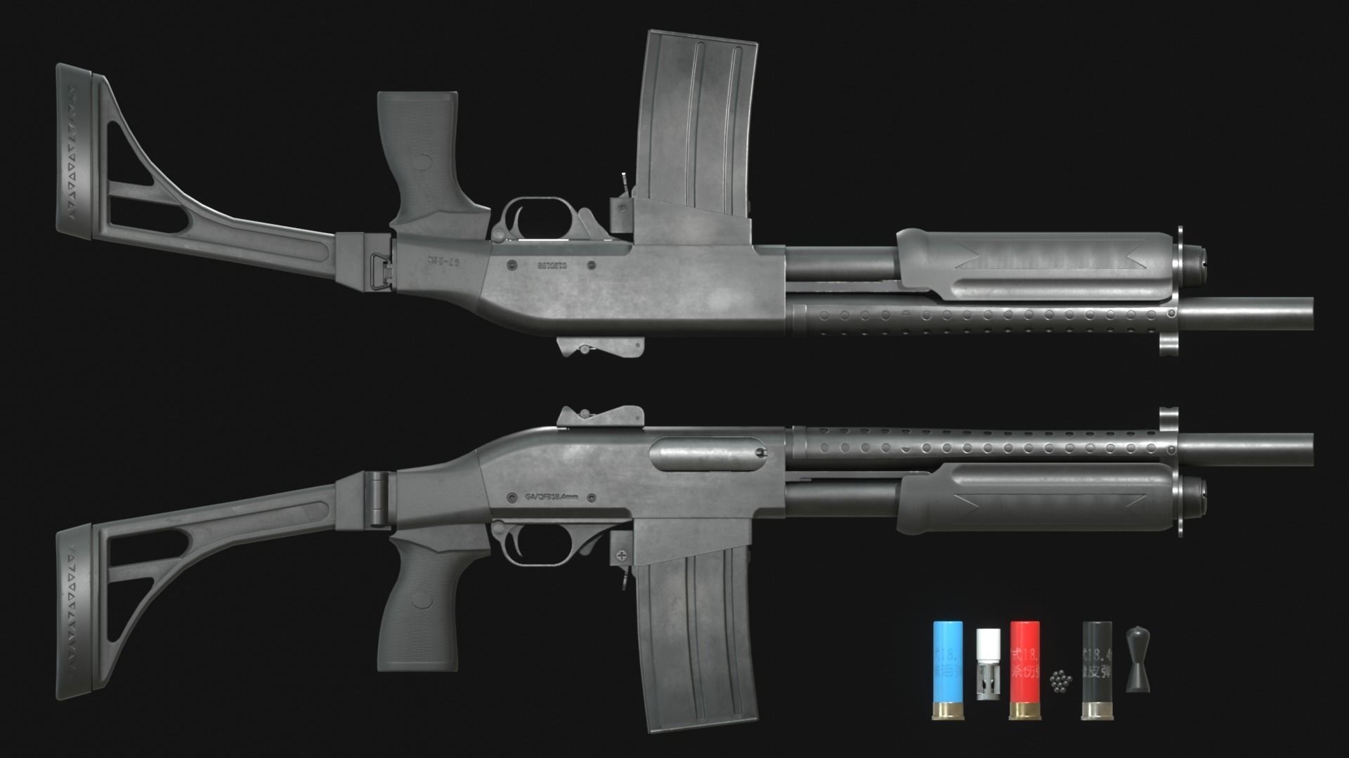 3D model Hawk Type 97-2 Anti-Riot Shotgun VR / AR / low-poly | CGTrader