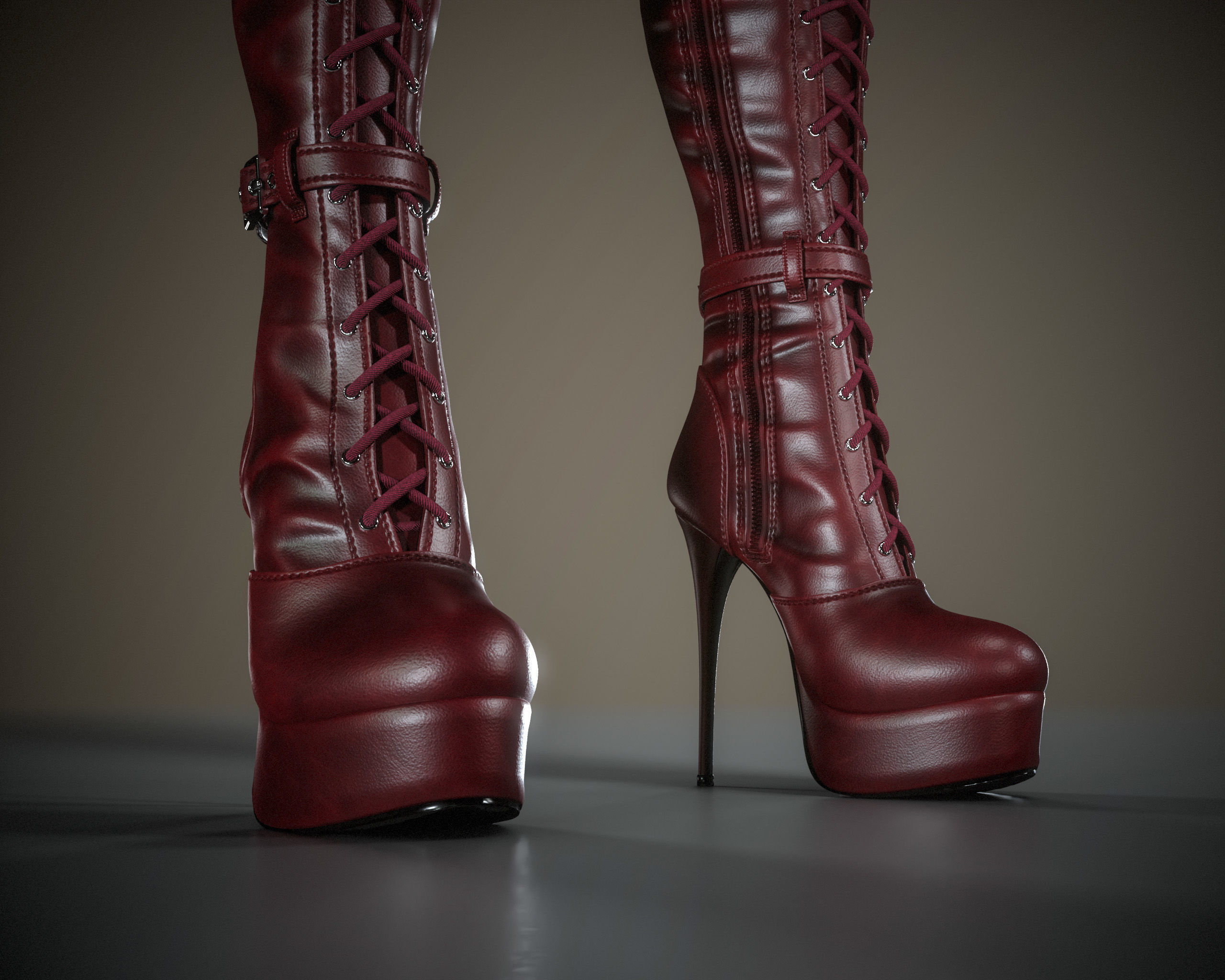 3D model Overknee Platform Stiletto Boots VR / AR / low-poly | CGTrader