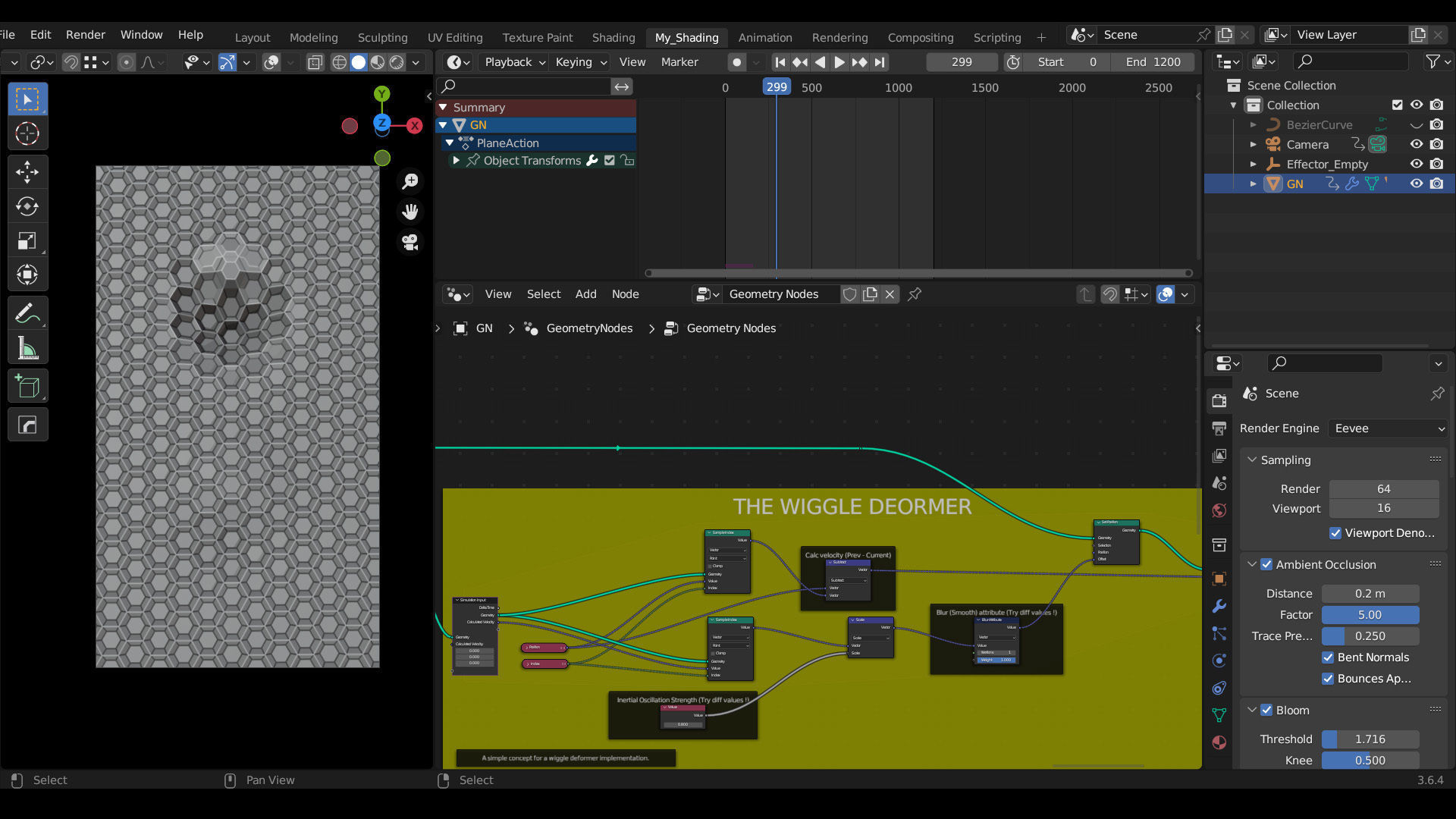 The Towers - Hexagonal mesh and Wiggle Deformer in GeoNodes 3D model ...