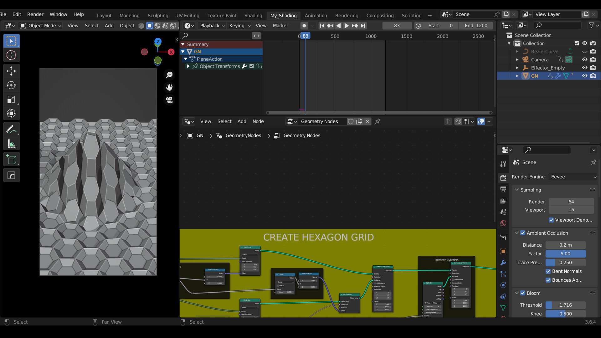 The Towers - Hexagonal mesh and Wiggle Deformer in GeoNodes 3D model ...