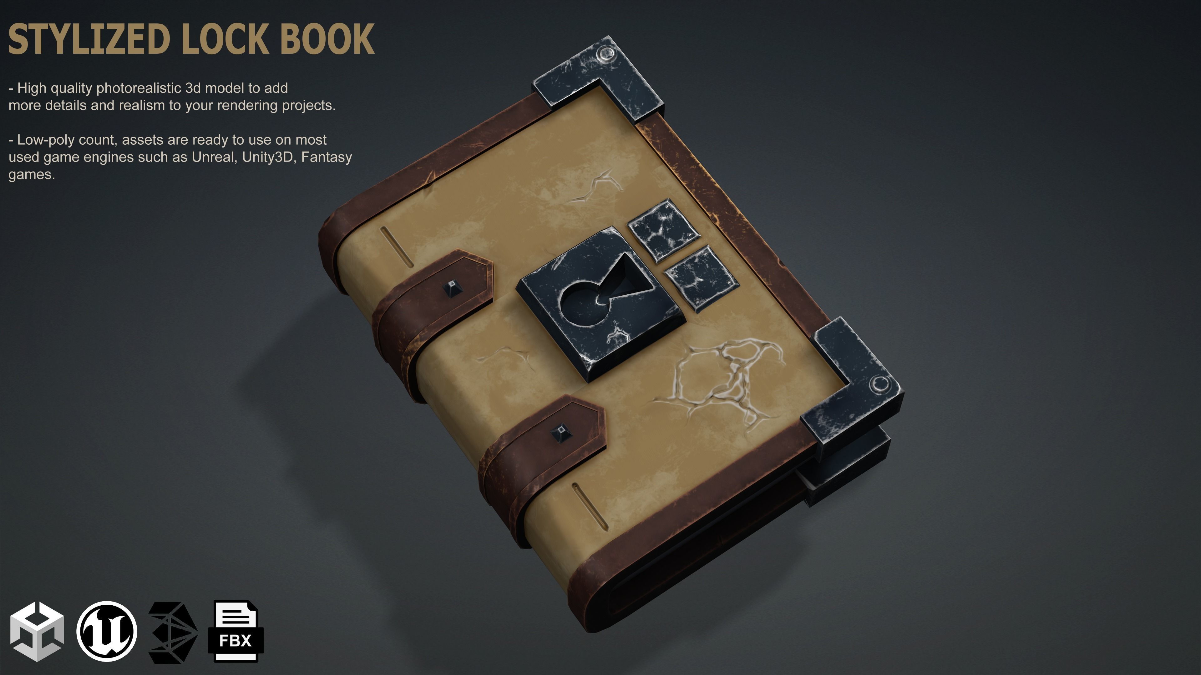 3D model Stylized Lock Book VR / AR / low-poly | CGTrader