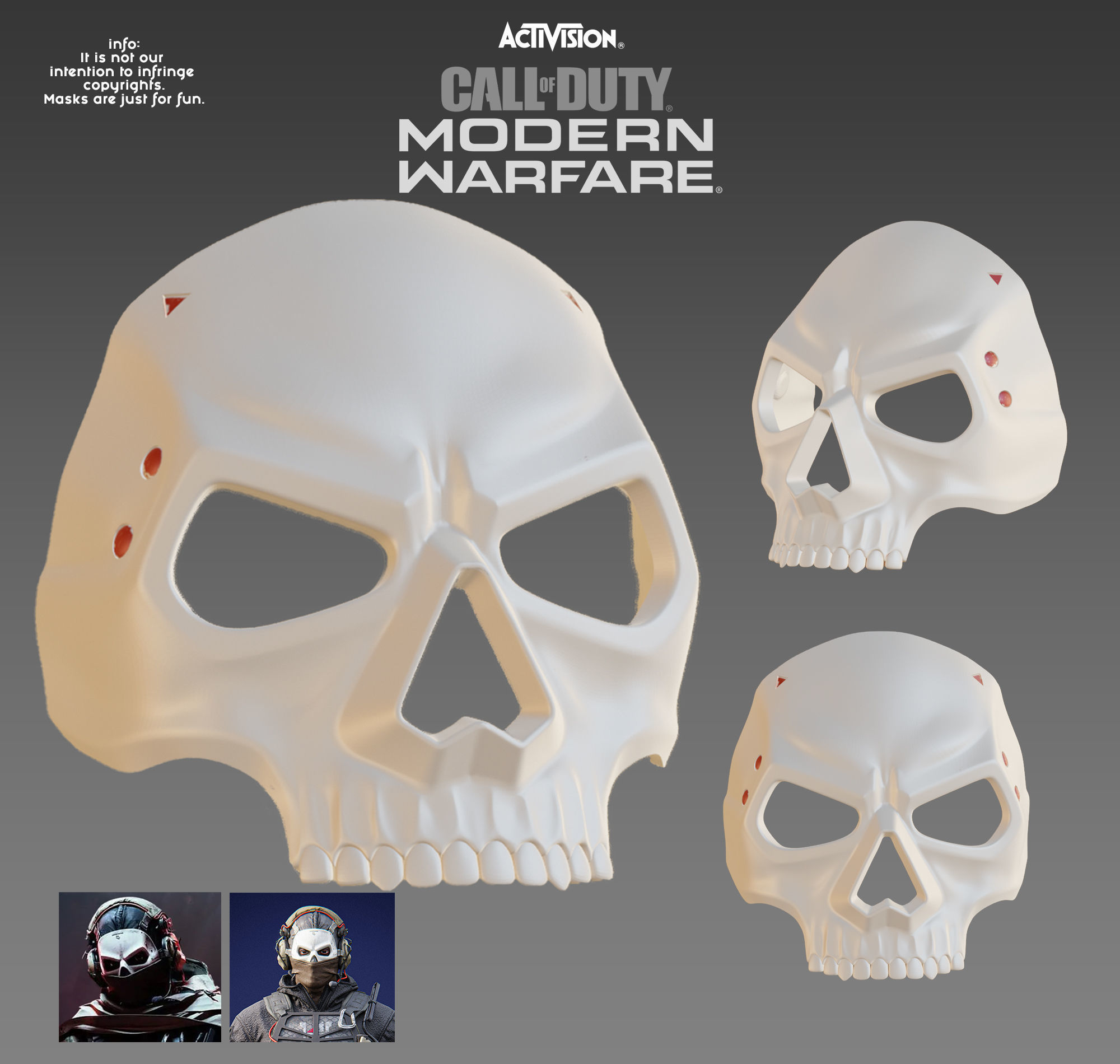 GHOST OPERATOR MACE MASK CALL OF DUTY MODERN WARFARE 2 WARZONE 3D model ...