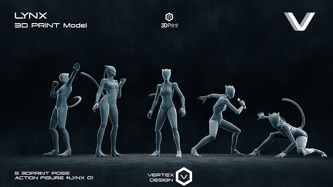 5 Lynx Action Figures Pack01 3D model 3D printable | CGTrader