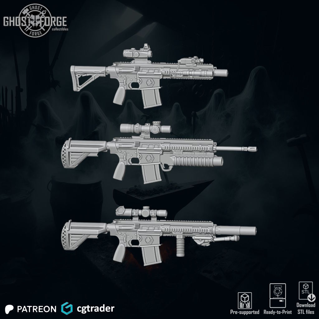 Pack RIFLES22 - 3 Items 3D model 3D printable | CGTrader