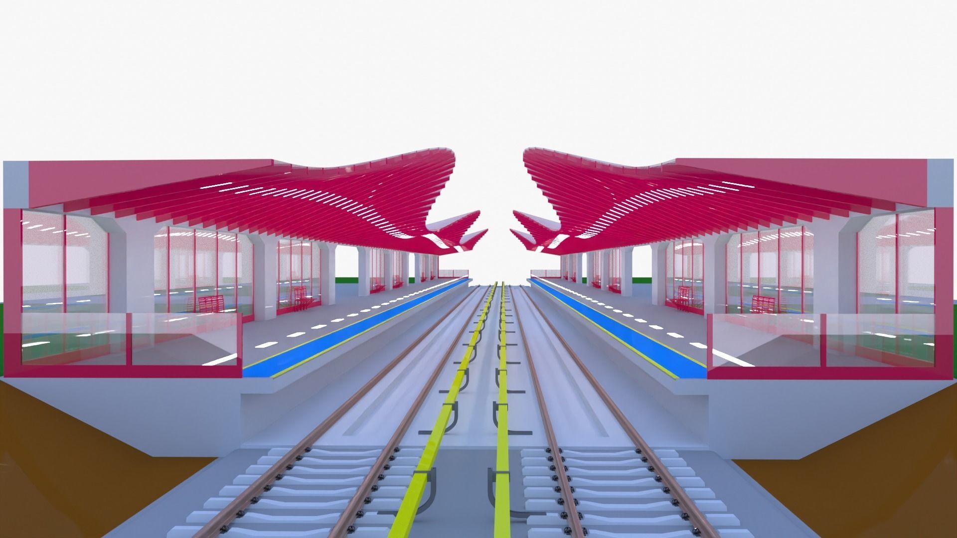 Railway station concept 3D model | CGTrader