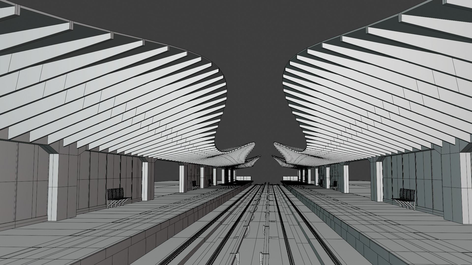 Railway station concept 3D model | CGTrader