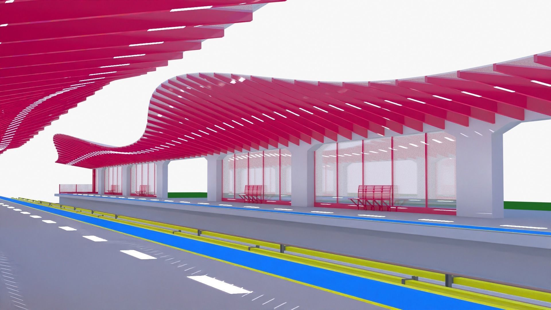 Railway station concept 3D model | CGTrader