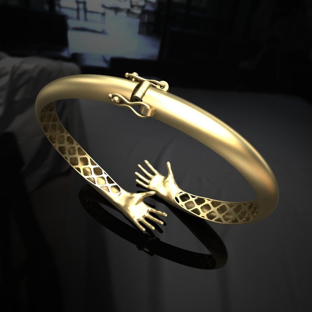 Hug gold bracelet gold and silver hand design 3D model 3D printable ...