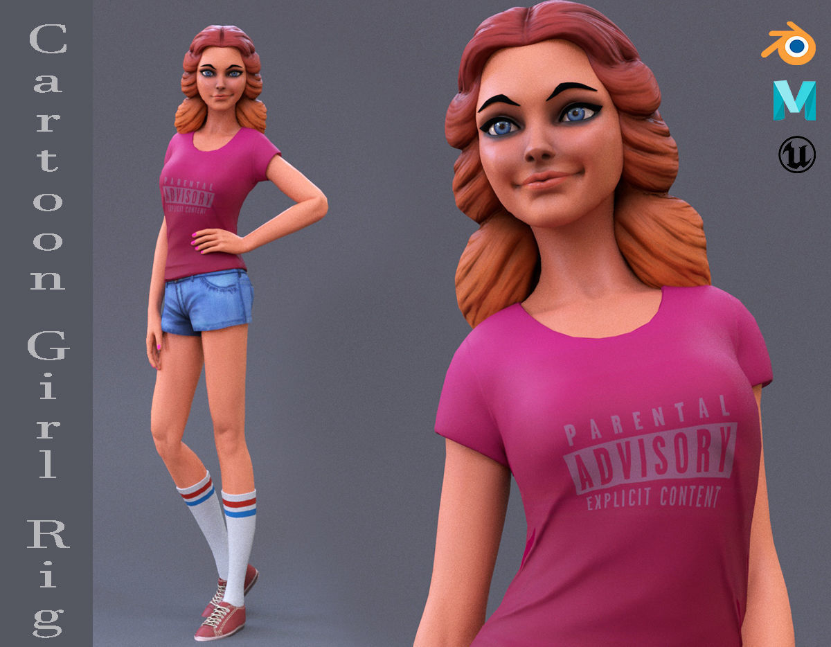 3D model Cartoon Girl Rig VR / AR / low-poly | CGTrader