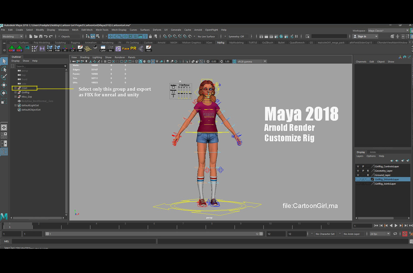 3D model Cartoon Girl Rig VR / AR / low-poly | CGTrader