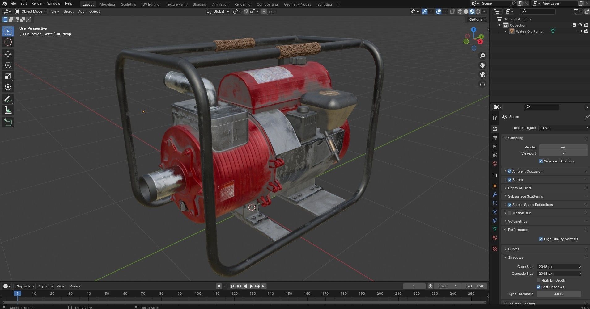 3D model WATER PUMP Petrol ENGINE VR / AR / low-poly | CGTrader