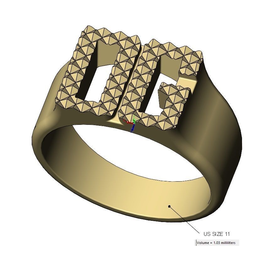 Knurled OG original gangster signet ring US sizes 7to11 3D model 3D ...