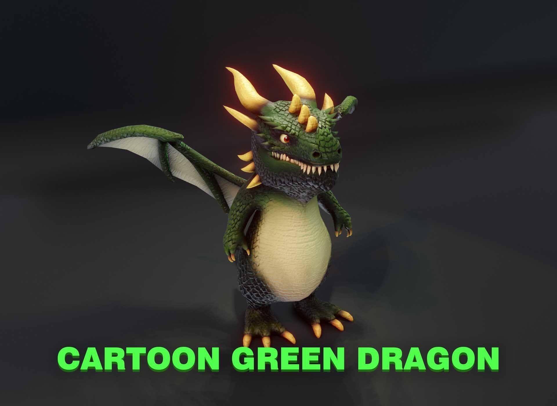 3D model Cartoon Green Dragon 3D Model VR / AR / low-poly | CGTrader