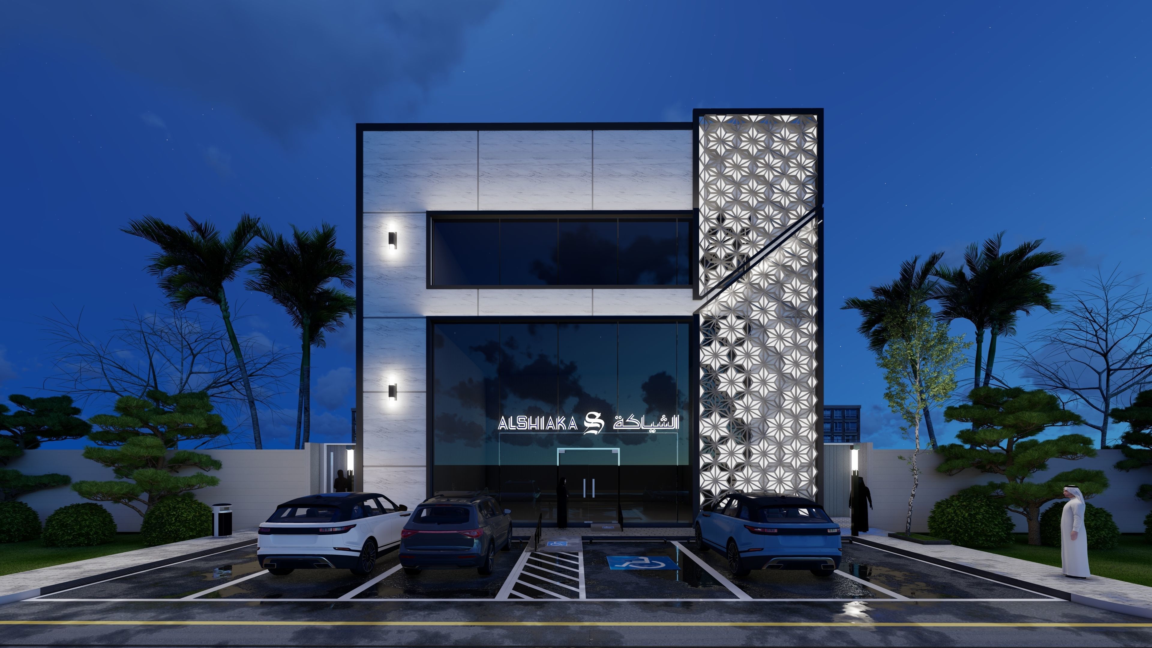 commercial modern facade design 3D model animated | CGTrader