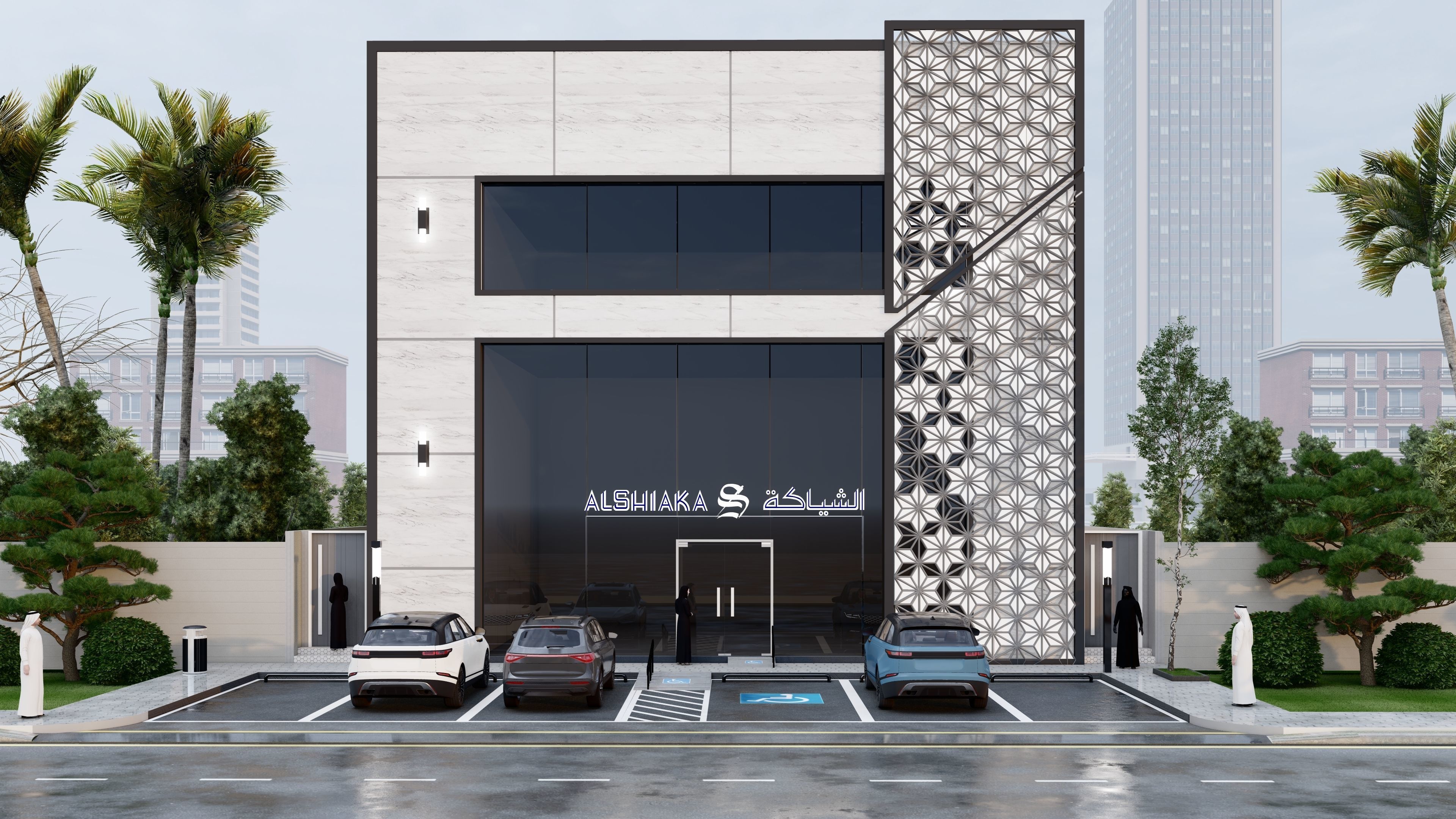 commercial modern facade design 3D model animated | CGTrader