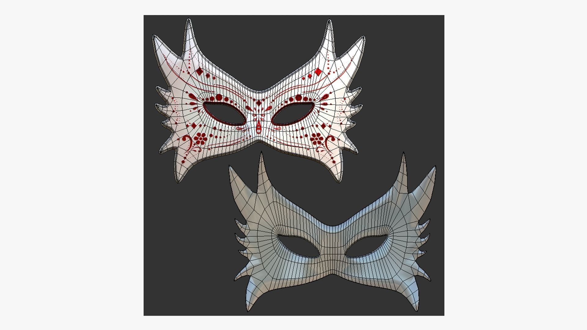 3D model Carnival Mask D11 White Red - Costume Character Design VR / AR ...