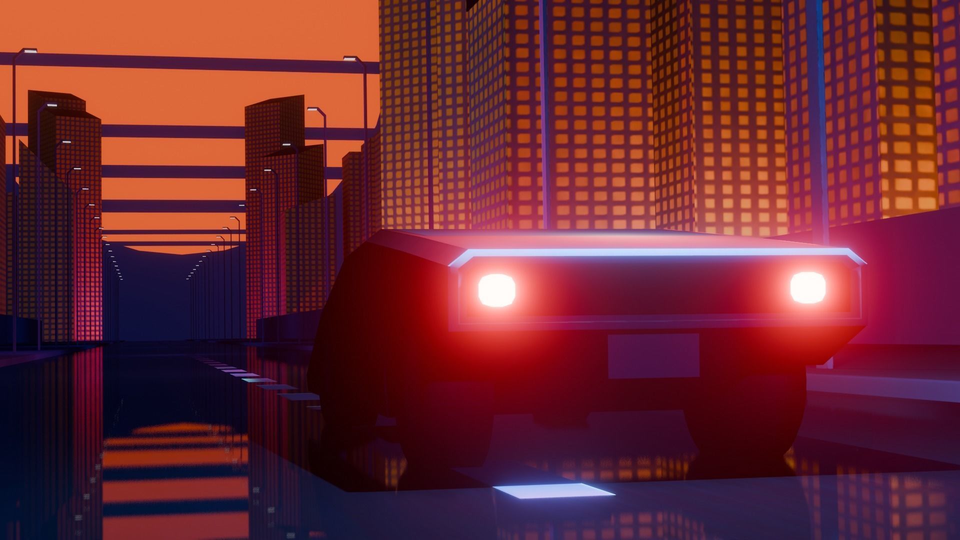 3D model Vaporwave Car Scene VR / AR / low-poly | CGTrader