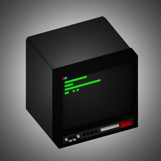3D model Terminal CRT Monitor display monochrome VR / AR / low-poly ...
