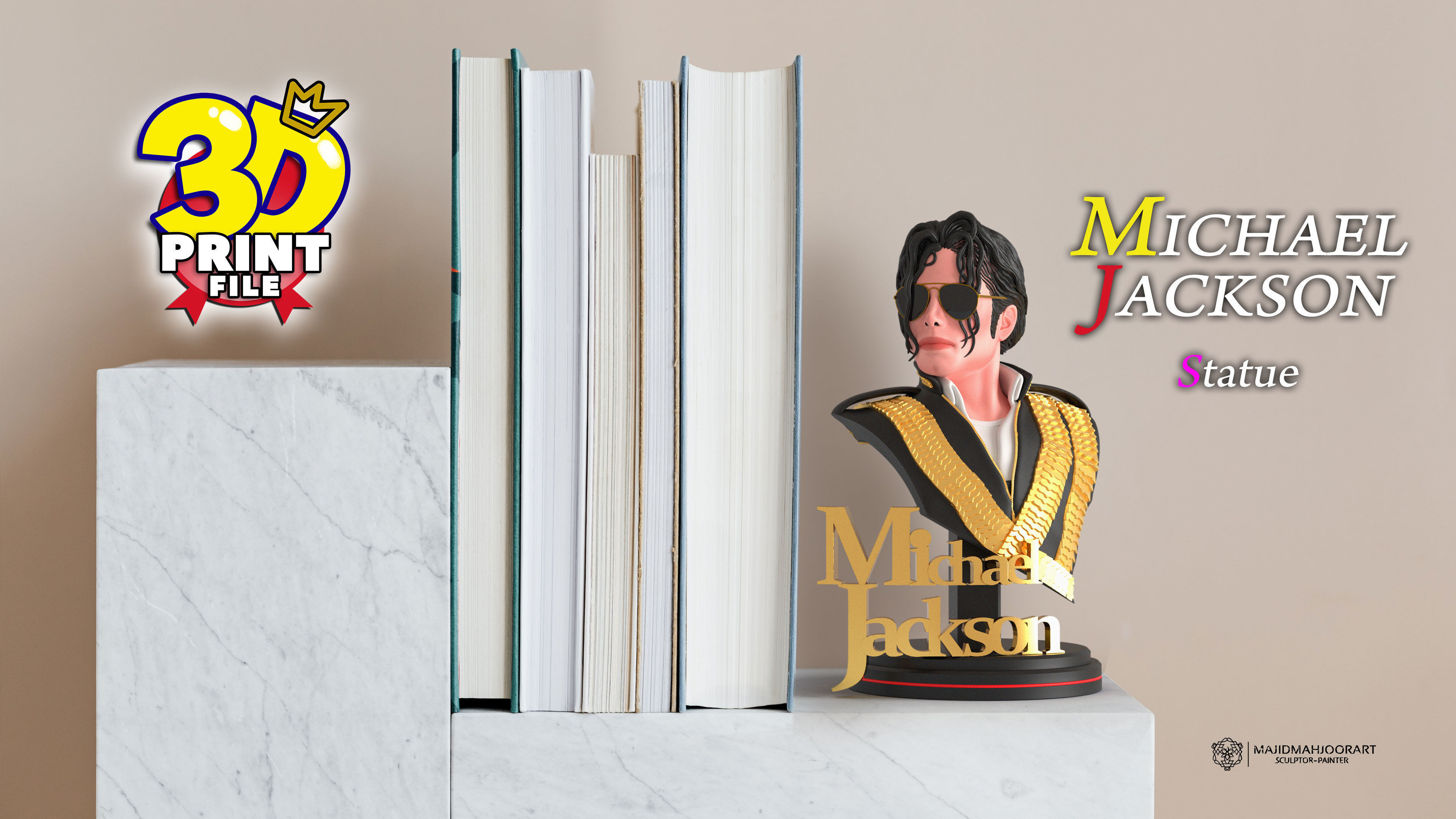 Michael Jackson 3D model-3d print stl files - 4 different busts 3D ...