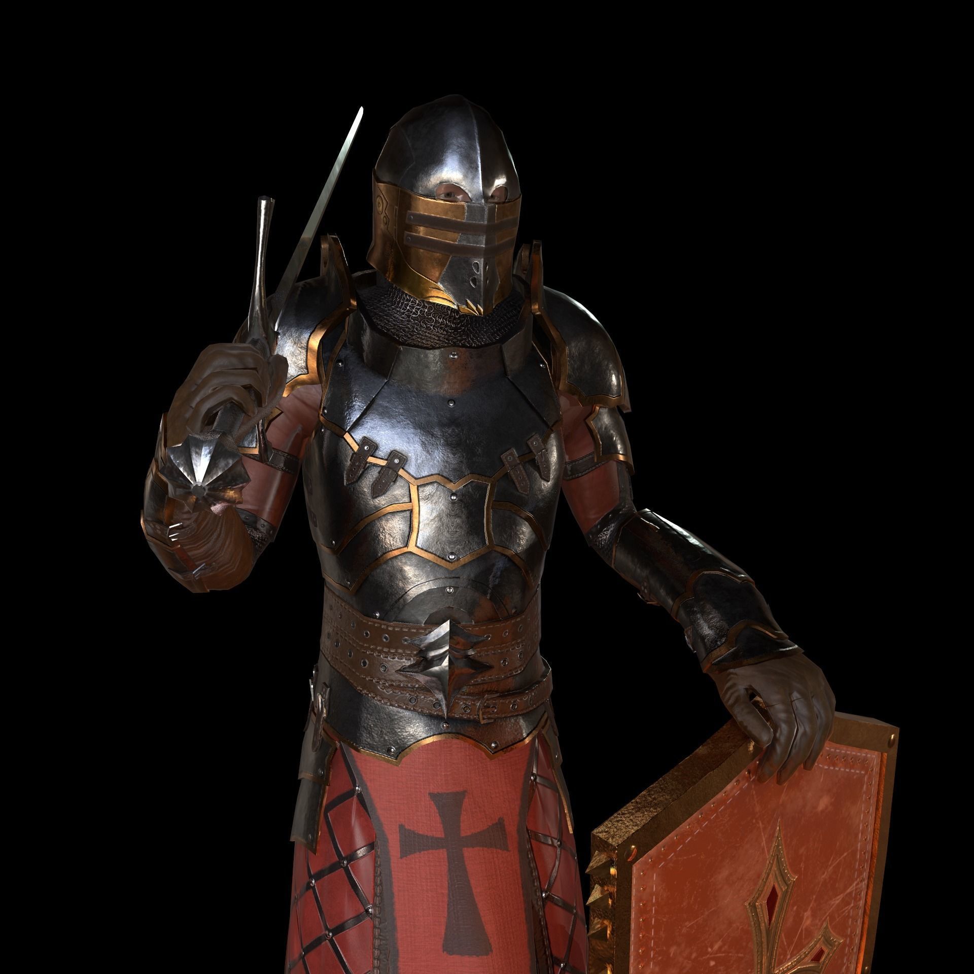 3D model Knight Armor with sword and shield VR / AR / low-poly | CGTrader