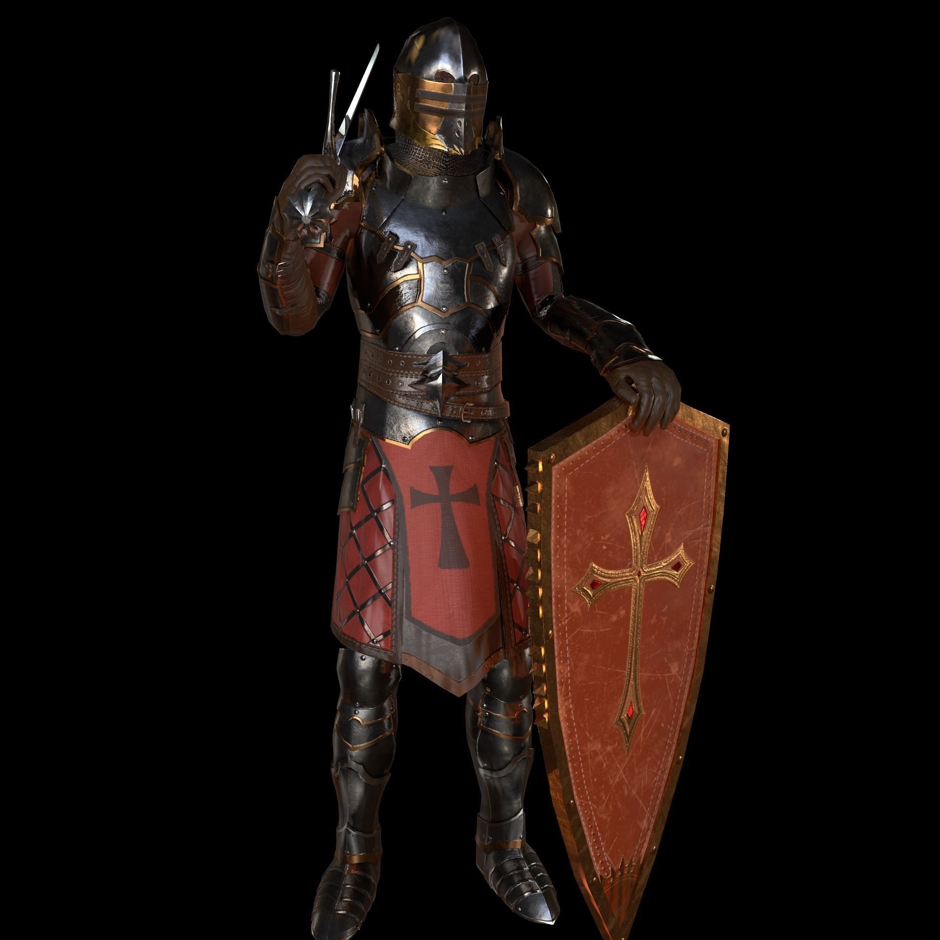 3D model Knight Armor with sword and shield VR / AR / low-poly | CGTrader