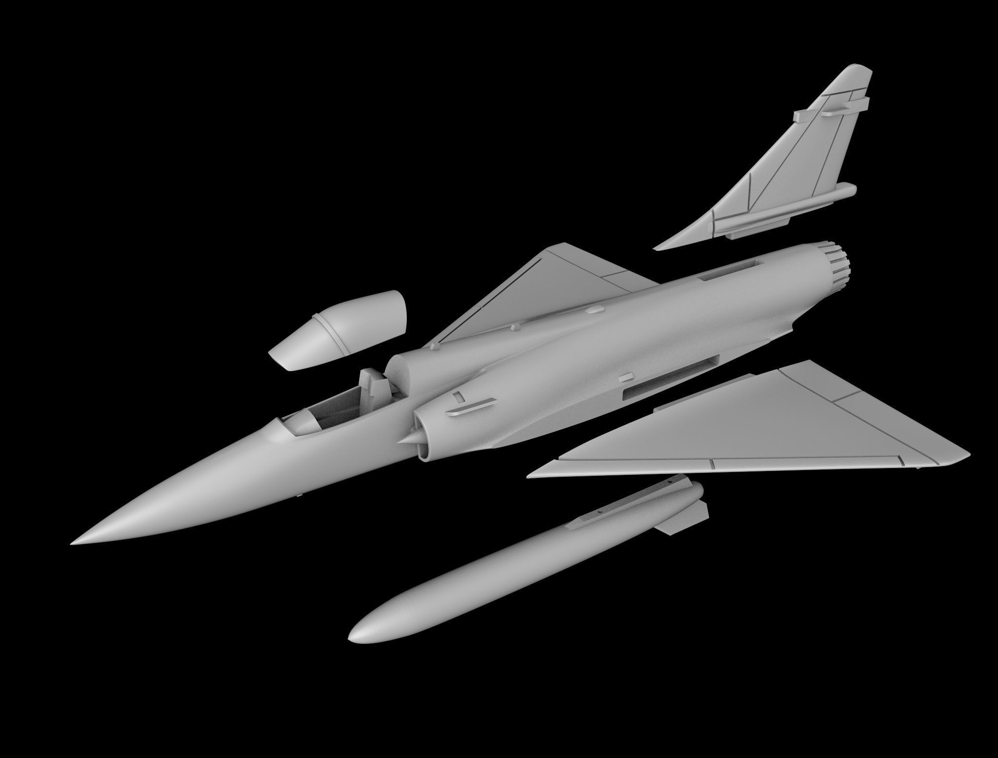 MIRAGE 2000 FIGHTER AIRCRAT SCALE 1-72 STL FILE 3D model 3D printable ...