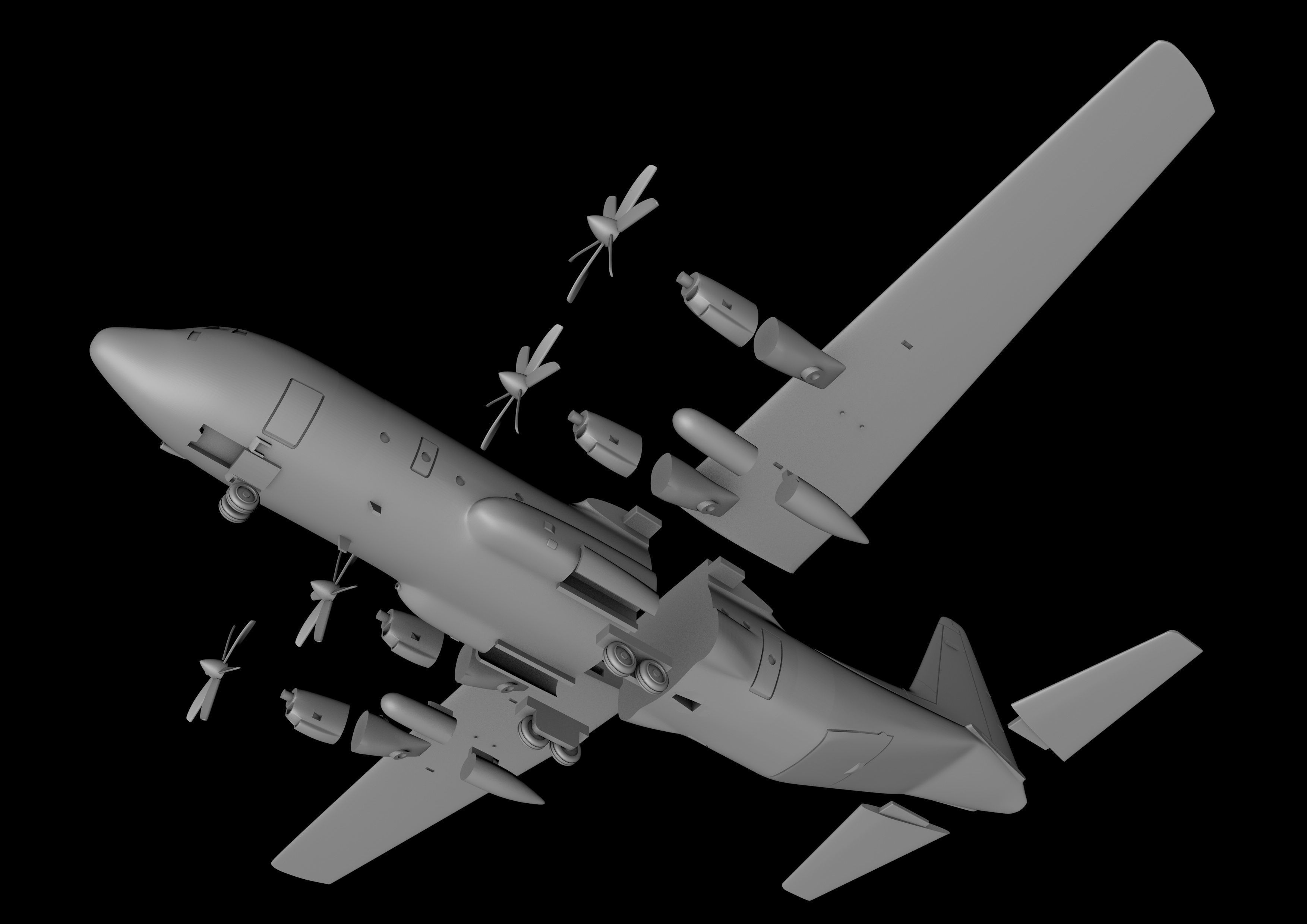 SUPER HERCULES C130J-30 SCALE 1-100 STL FILES 3D PRINT READY 3D model ...