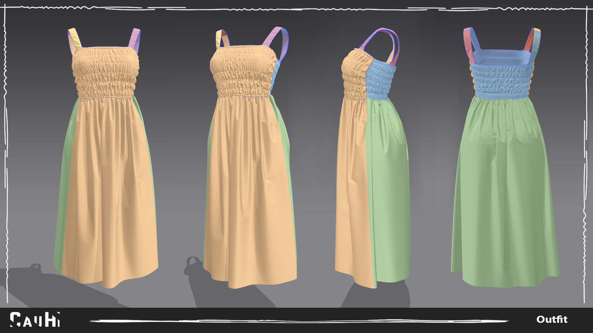 Girl Outfit Marvelous Designer Textures OBJ free 3D model | CGTrader