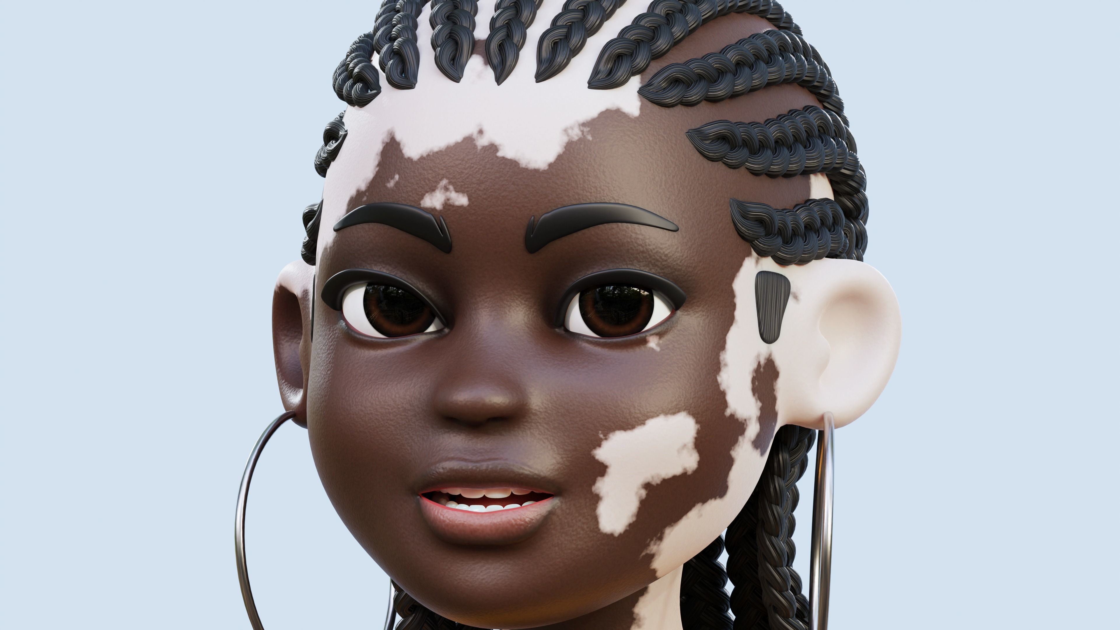 3D model Cartoon Girl with Vitiligo Sophia VR / AR / low-poly | CGTrader