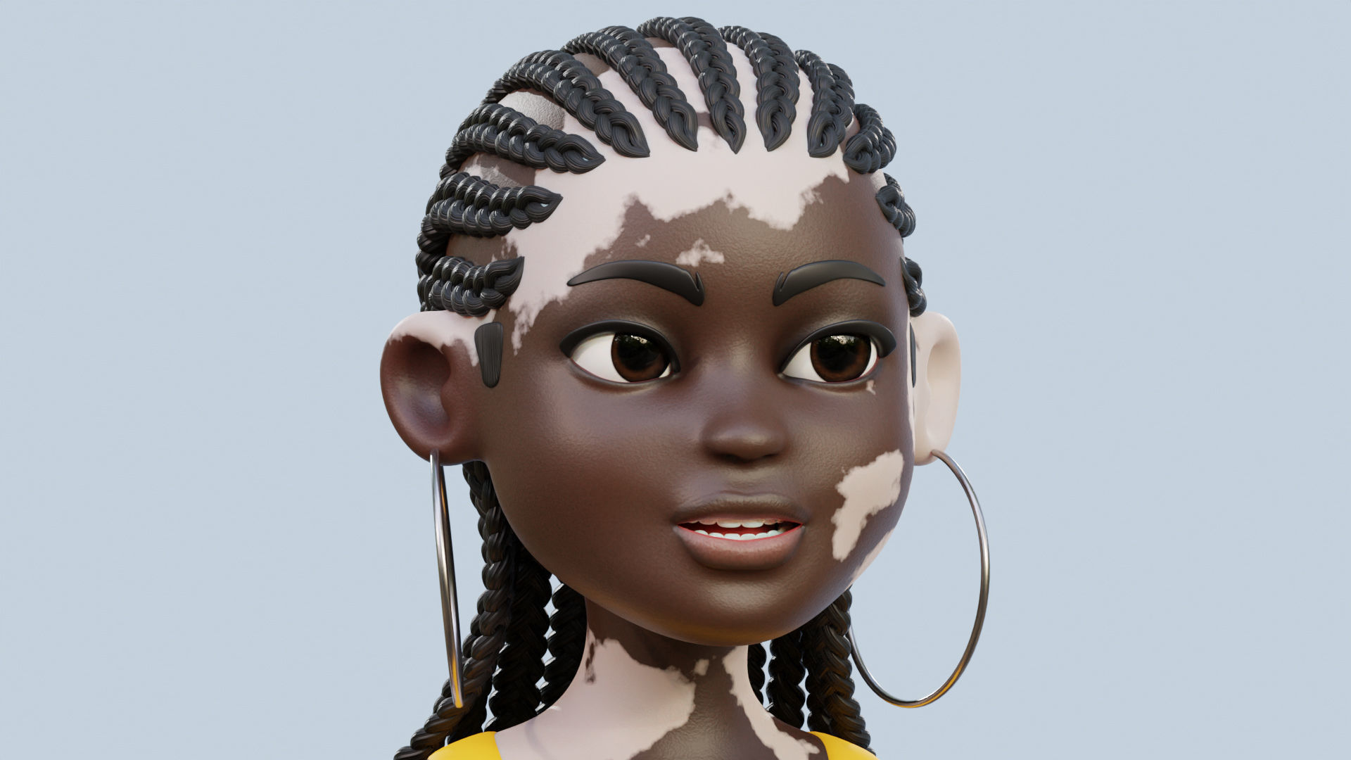 3D model Cartoon Girl with Vitiligo Sophia VR / AR / low-poly | CGTrader