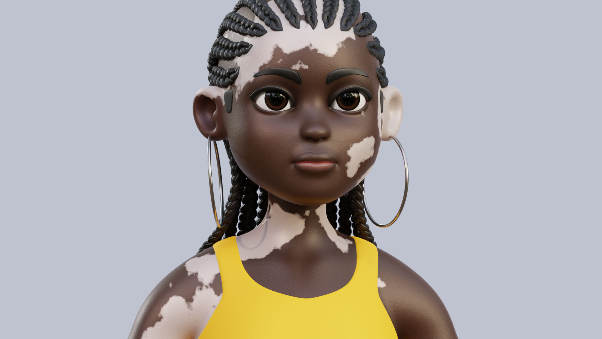 3D model Cartoon Girl with Vitiligo Sophia VR / AR / low-poly | CGTrader