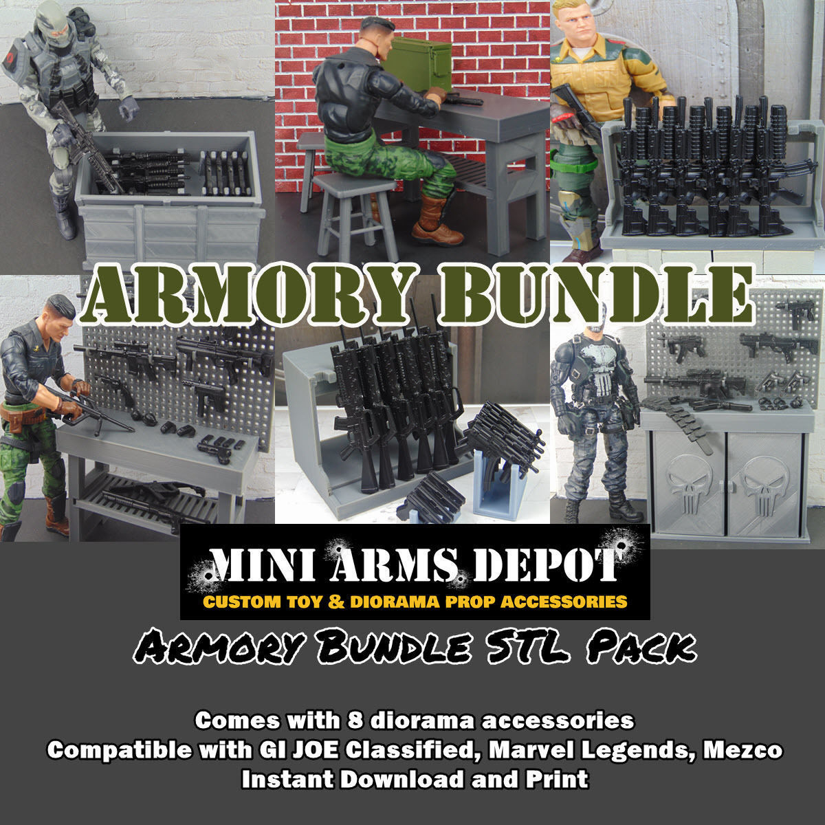 GI JOE Classified 3D Print Diorama Prop Armory Bundle Pack Set 3D model ...