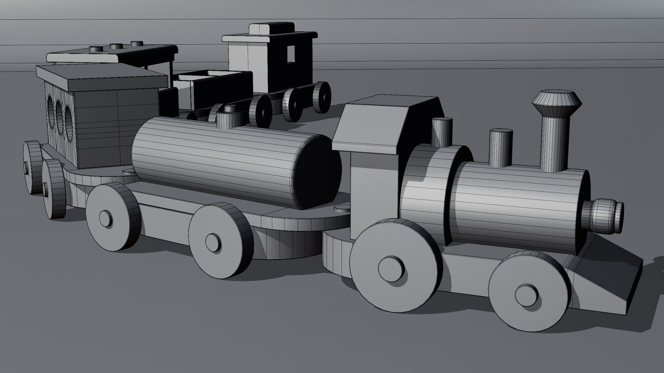 Wooden Christmas Train 3D model rigged | CGTrader