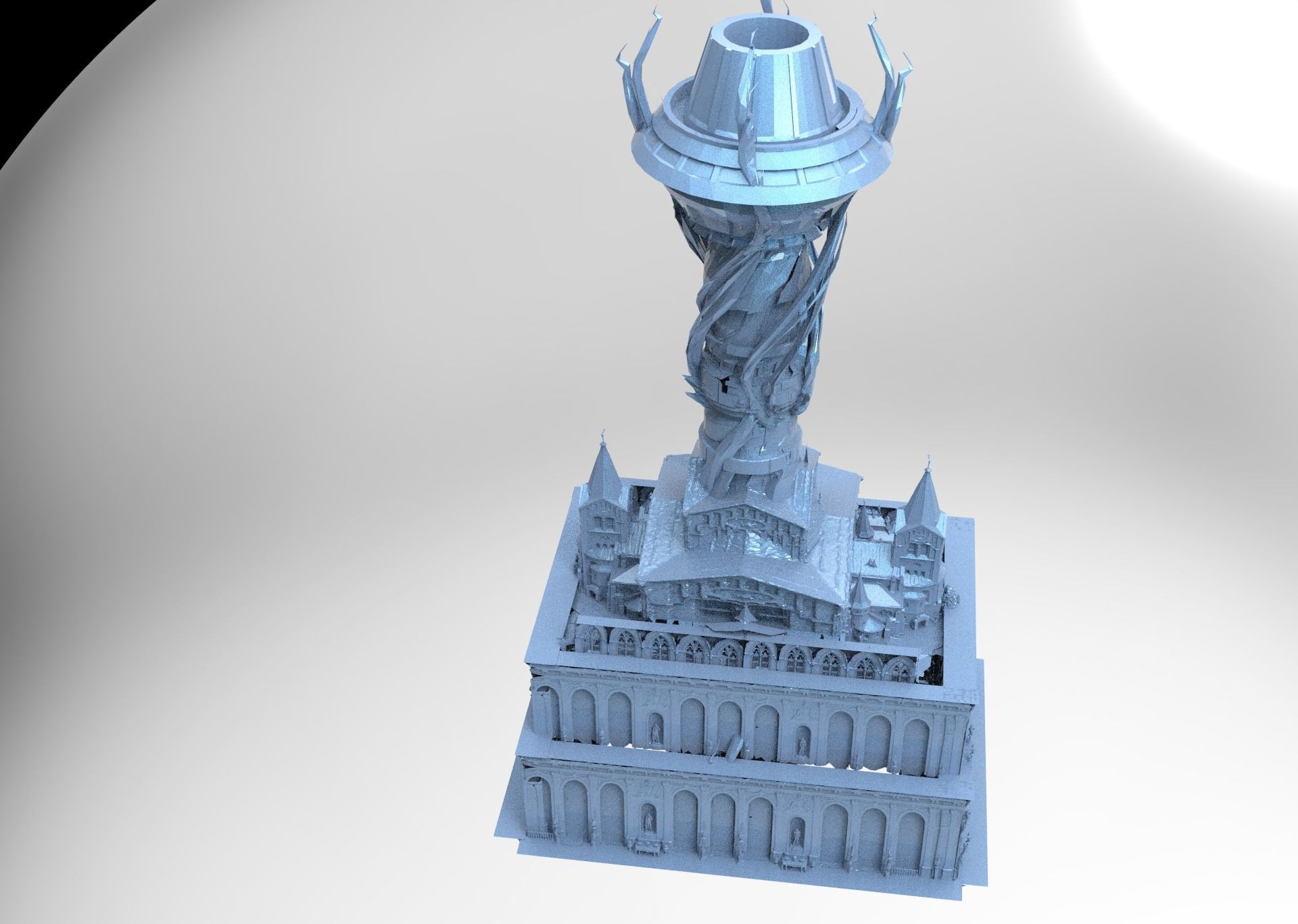 Steampunk pendulum capital buildings 3D model | CGTrader