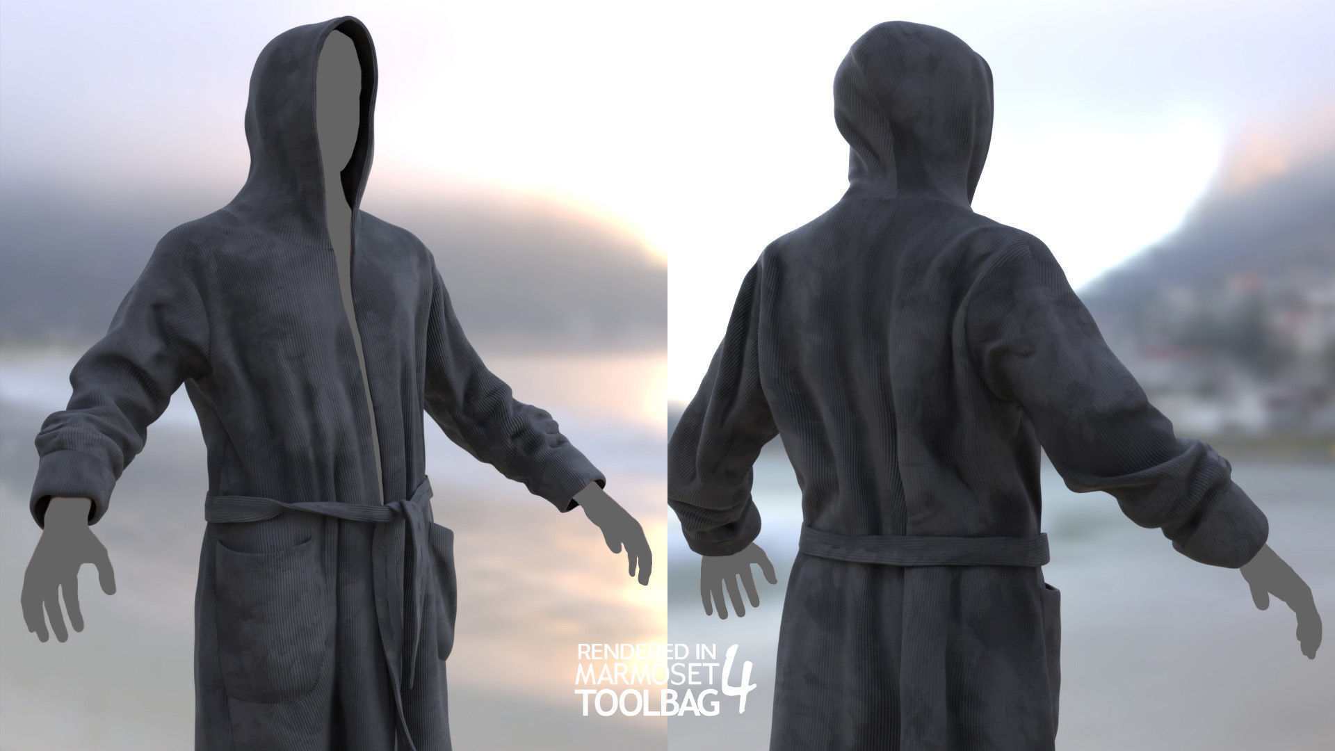 3D model Male Bathrobe Outfit VR / AR / low-poly | CGTrader