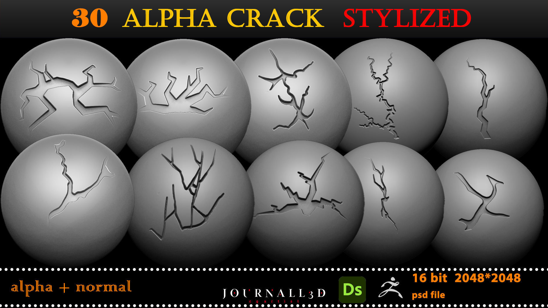 Texture 30 Stylized Cracks Alphas VR / AR / low-poly | CGTrader