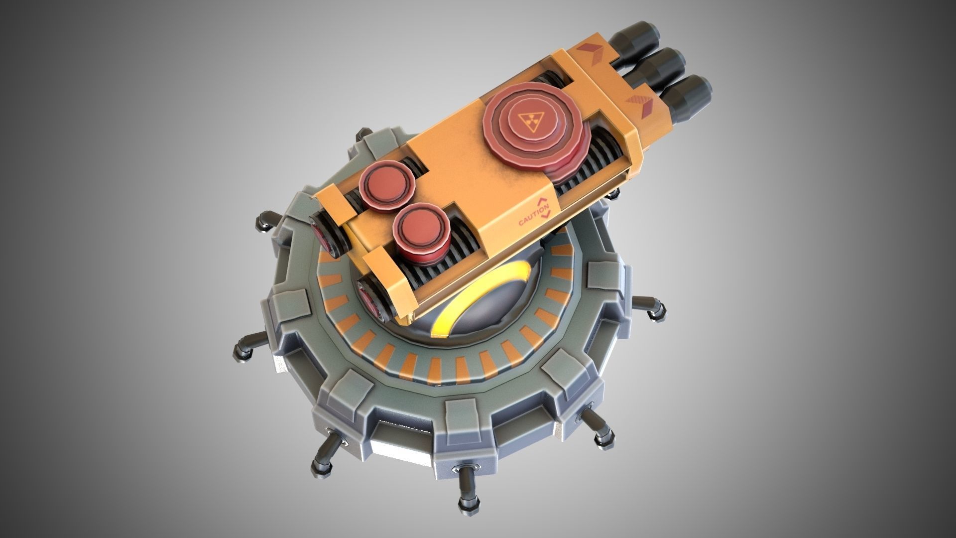 Gun turret stylized 3D model | CGTrader