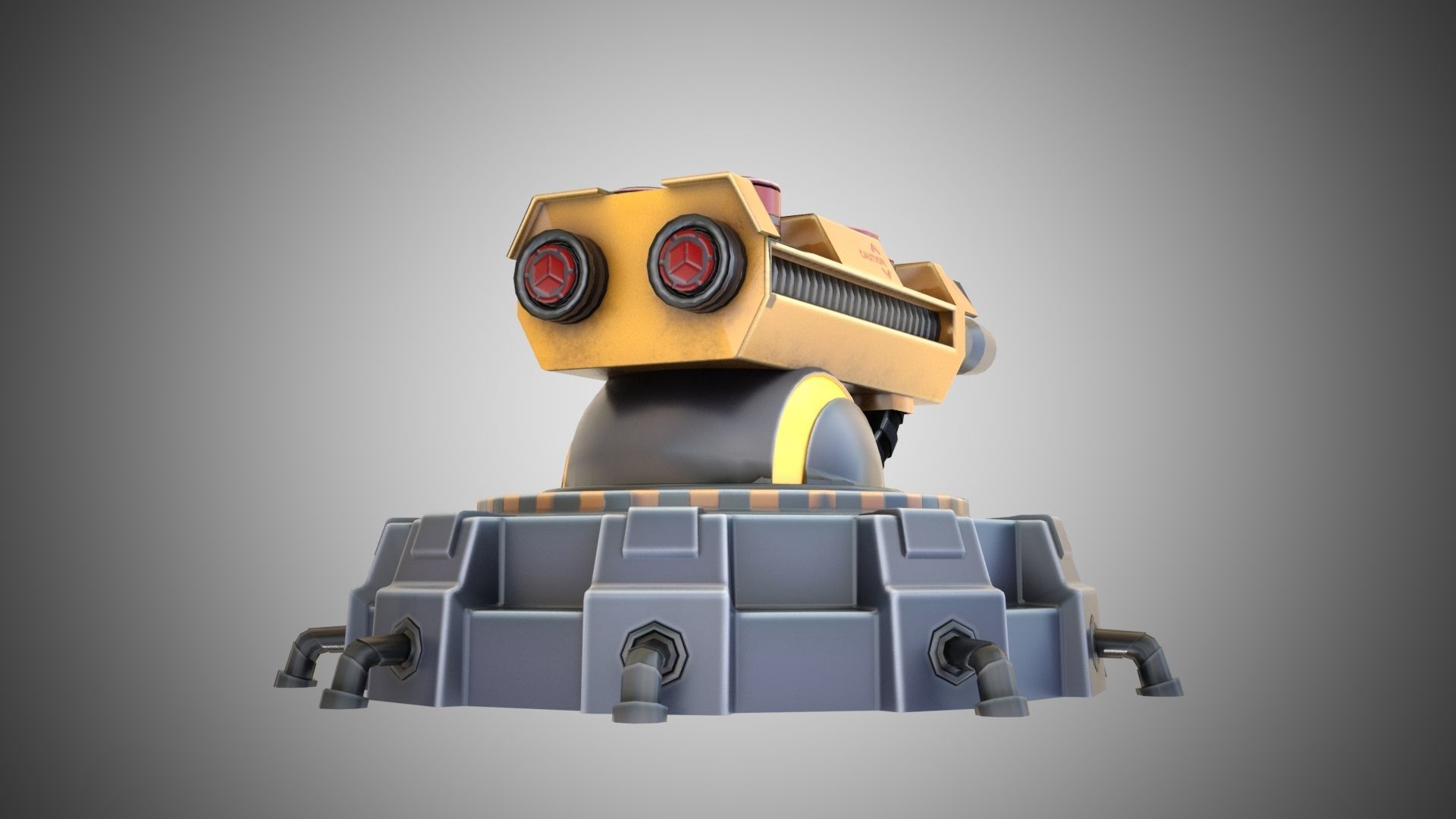 Gun turret stylized 3D model | CGTrader