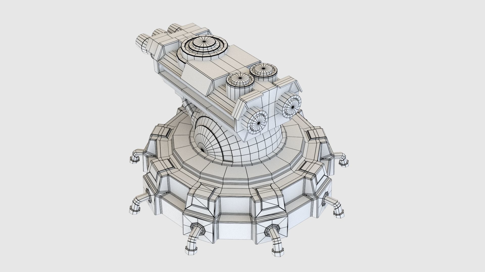 Gun turret stylized 3D model | CGTrader