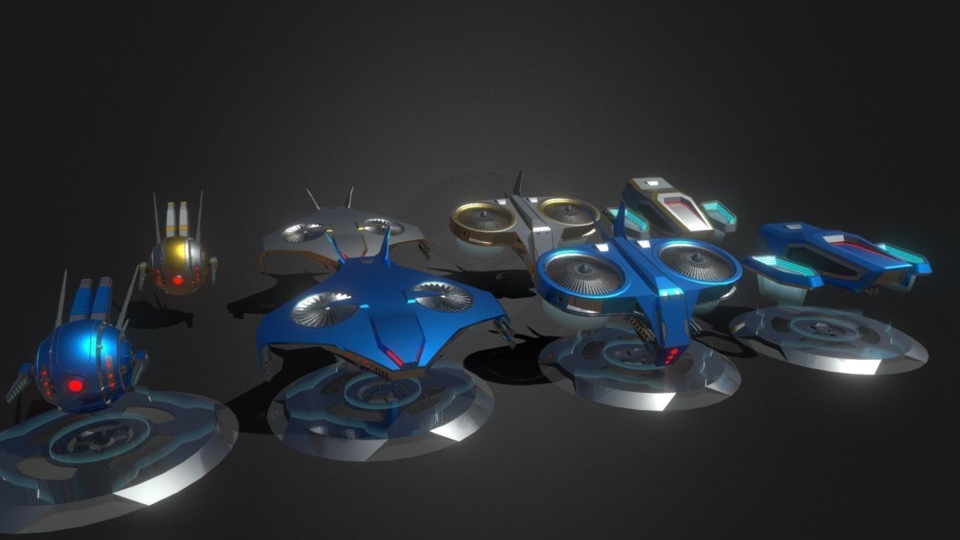 Stylized lowpoly drones free 3D model | CGTrader