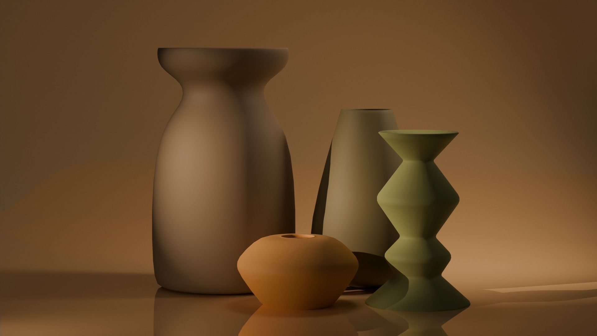 Home Decor 4 Ceramic Pieces free 3D model | CGTrader