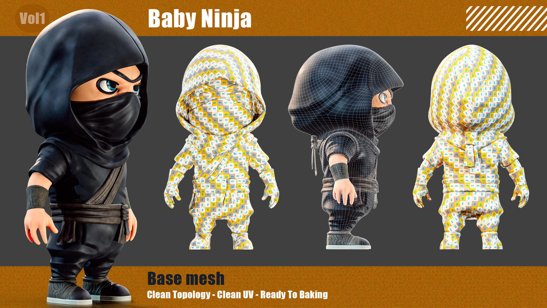 Baby Ninja Base Mesh 3D model | CGTrader
