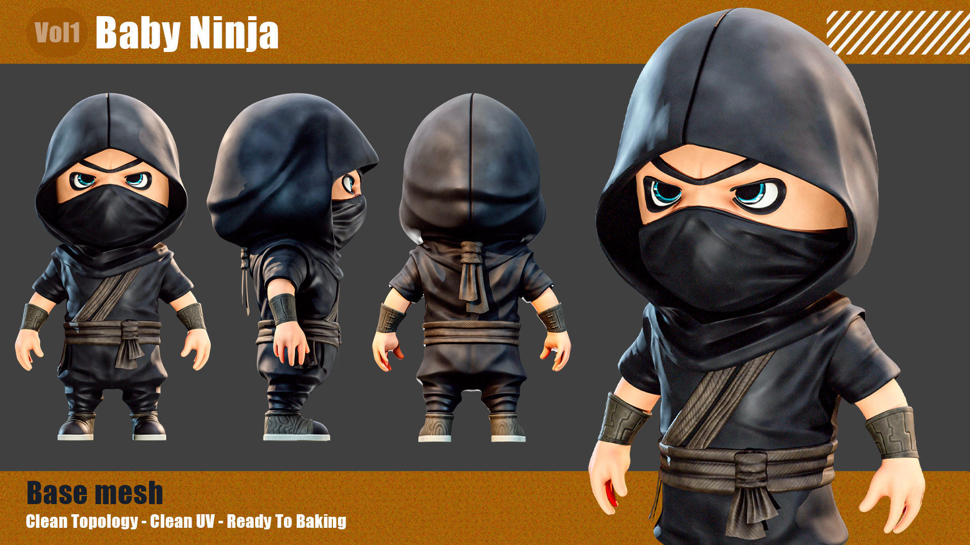 Baby Ninja Base Mesh 3D model | CGTrader