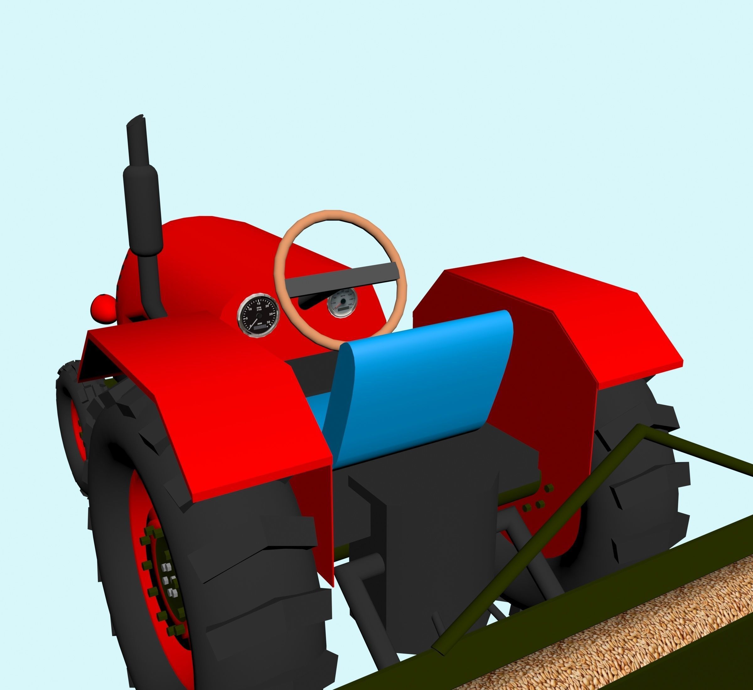 tractor for seeder 3D model | CGTrader