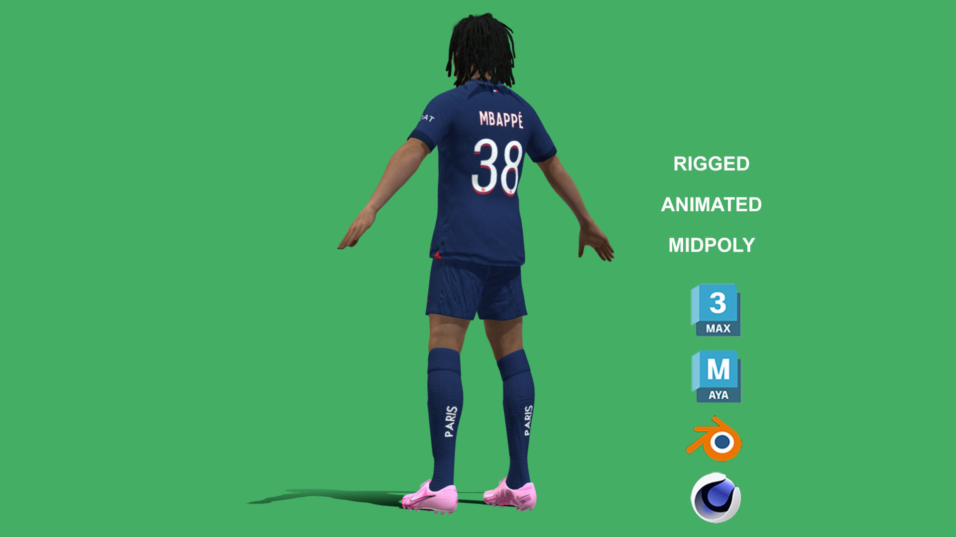 3D Rigged Ethan Mbappe PSG 2024 3D model animated rigged | CGTrader