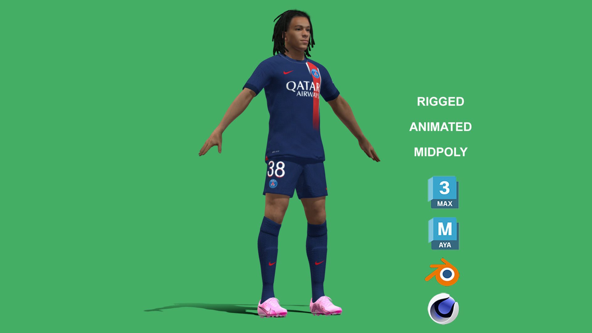 3D Rigged Ethan Mbappe PSG 2024 3D model animated rigged | CGTrader