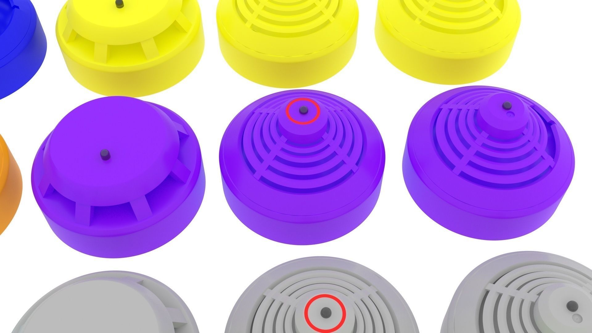 Colored Smoke Detectors Set 3D model | CGTrader